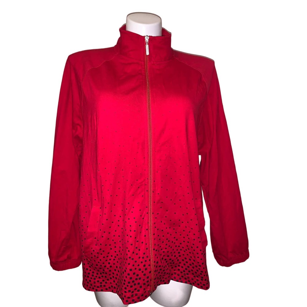 Kim Rogers Woman Red Zipper Front Long-Sleeve Black J… - Gem